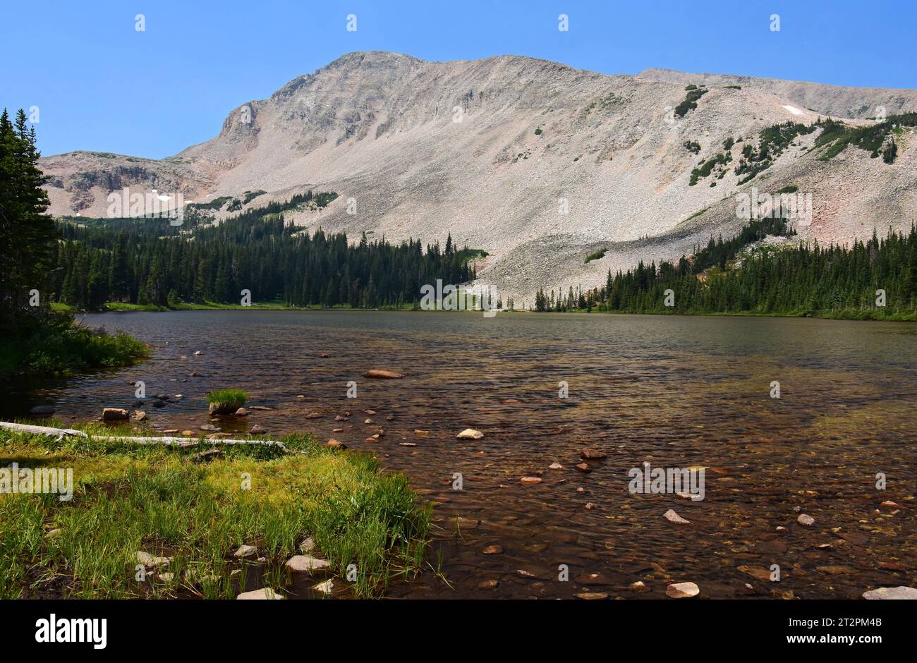 picturesque mitchell lake and mt. audobon in summer along the hiking ...