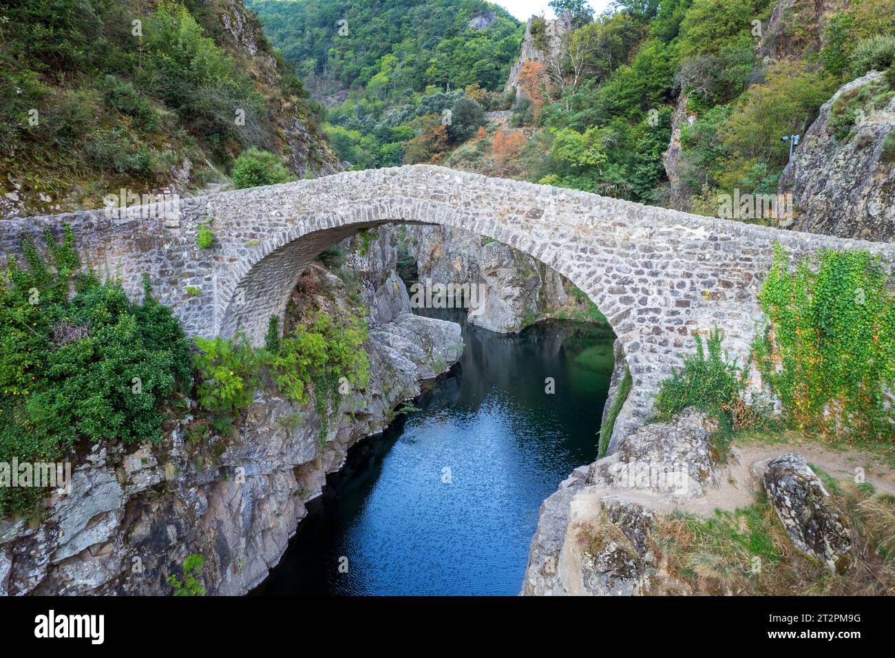 famous devil's bridge in ardeche gorges, France Stock Photo - Alamy