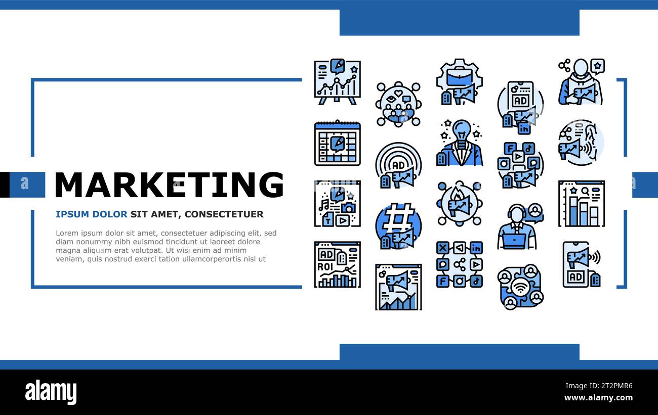 social media marketing landing header vector Stock Vector Image & Art ...