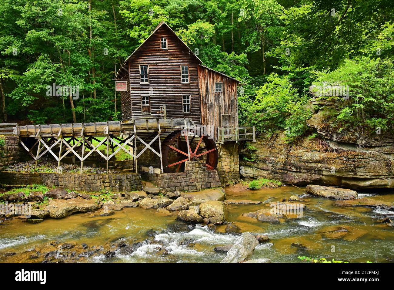 glade creek grist mill in summer on glade creek in babcock state park ...