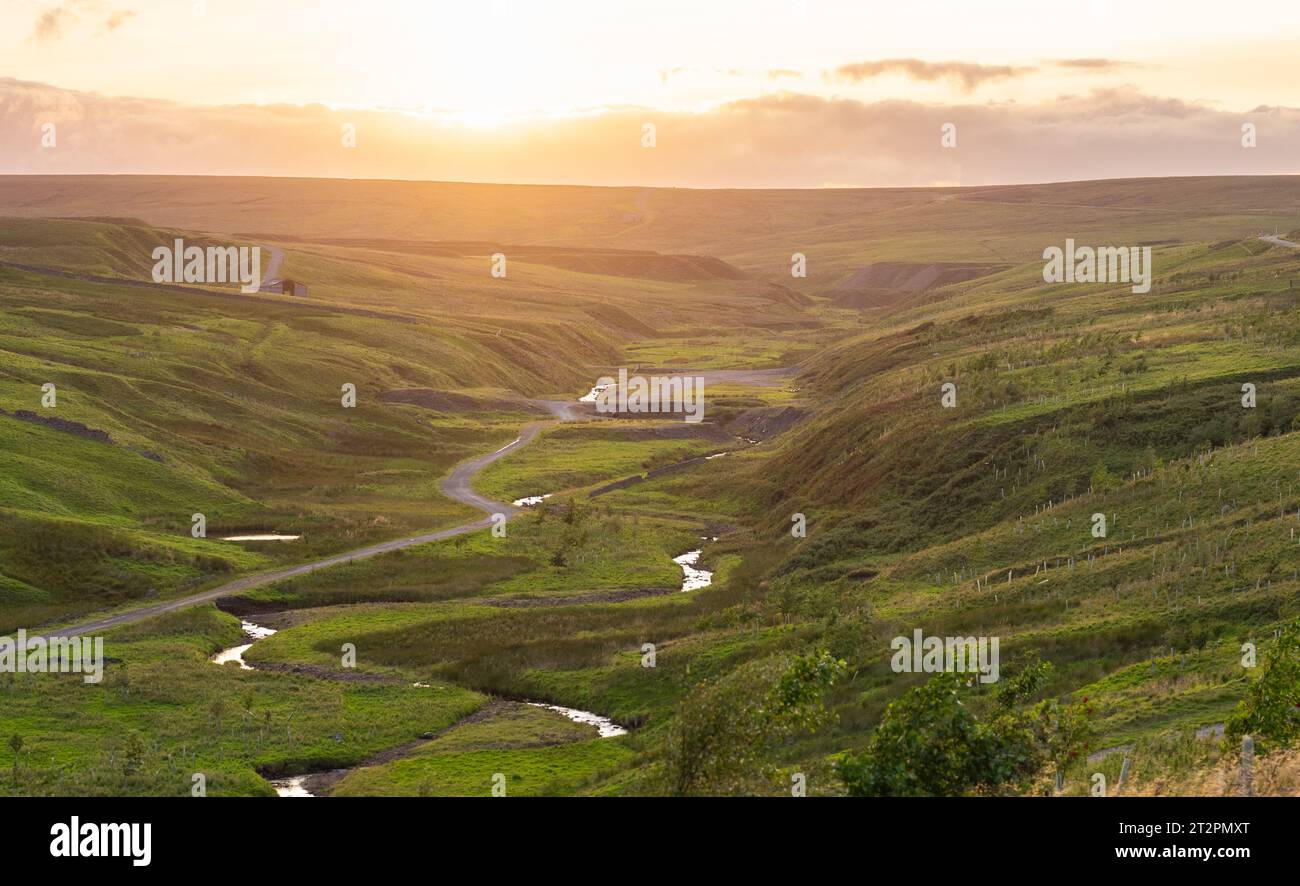 looking out over an abandoned mine (Groverake Mine) in the North ...
