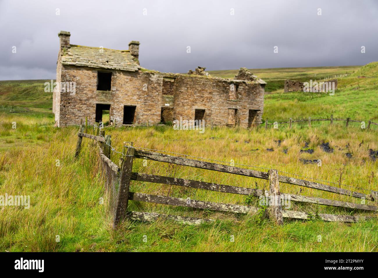ruined buildings at Groverake Mine, in the North Pennines Area of ...