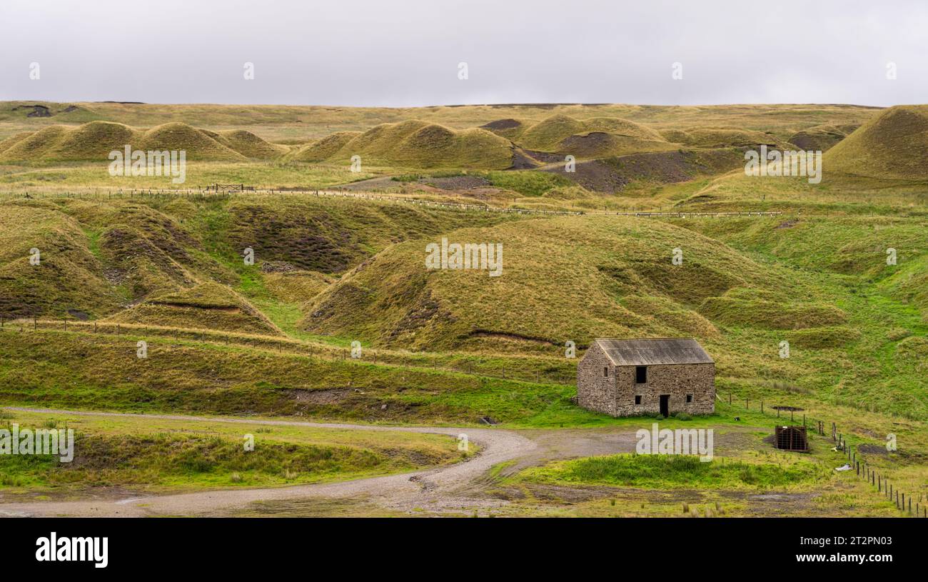 ruined buildings at Groverake Mine, in the North Pennines Area of ...