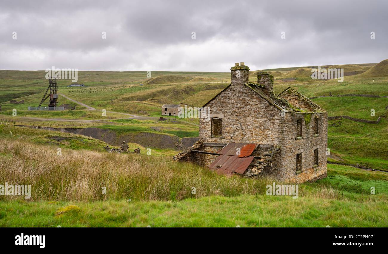 ruined buildings at Groverake Mine, in the North Pennines Area of ...