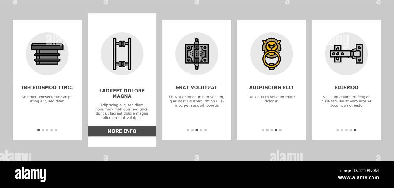 hardware furniture detail fitting onboarding icons set vector Stock ...