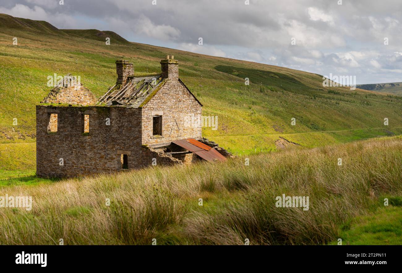 ruined buildings at Groverake Mine, in the North Pennines Area of ...