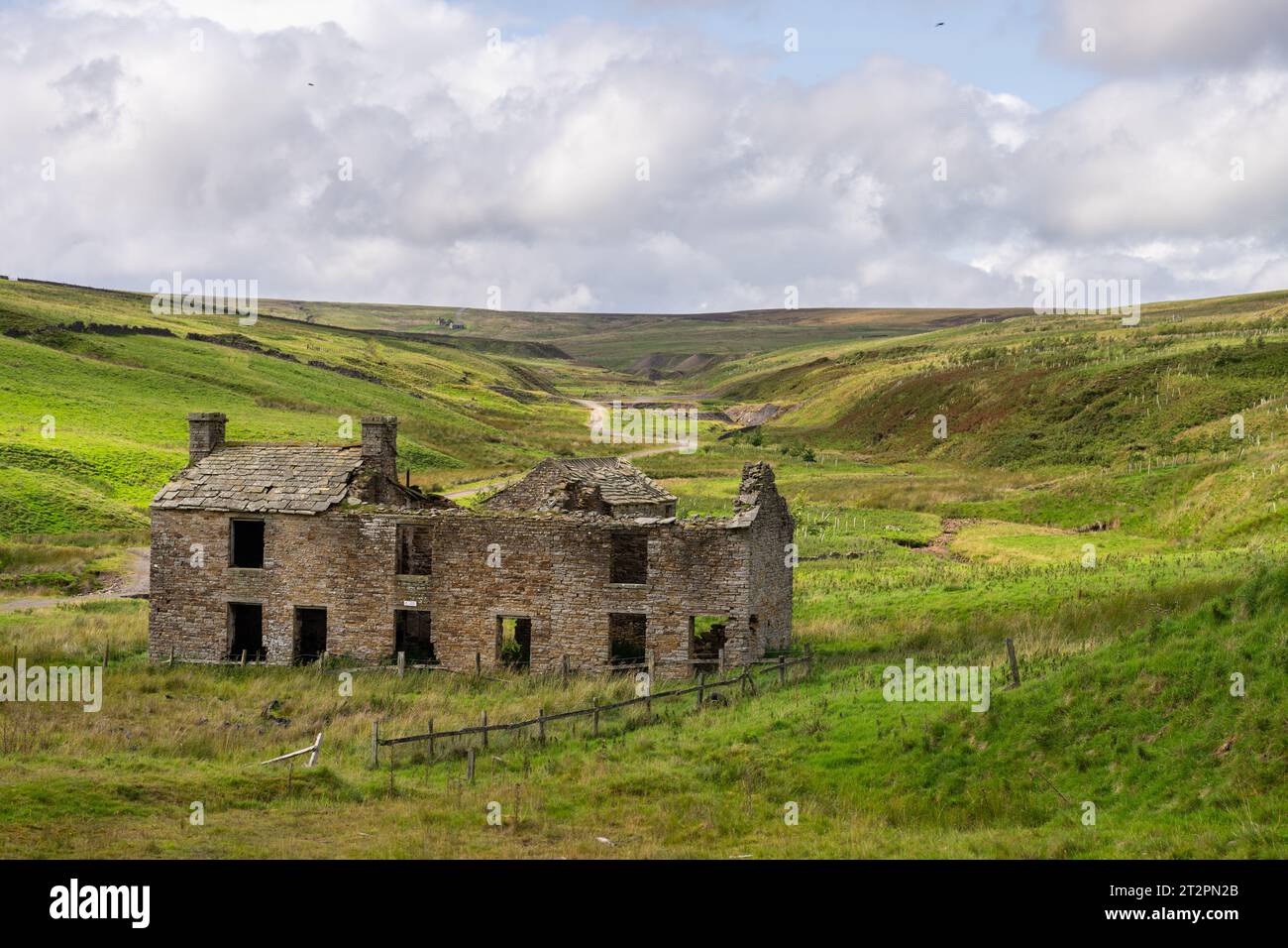 ruined buildings at Groverake Mine, in the North Pennines Area of ...