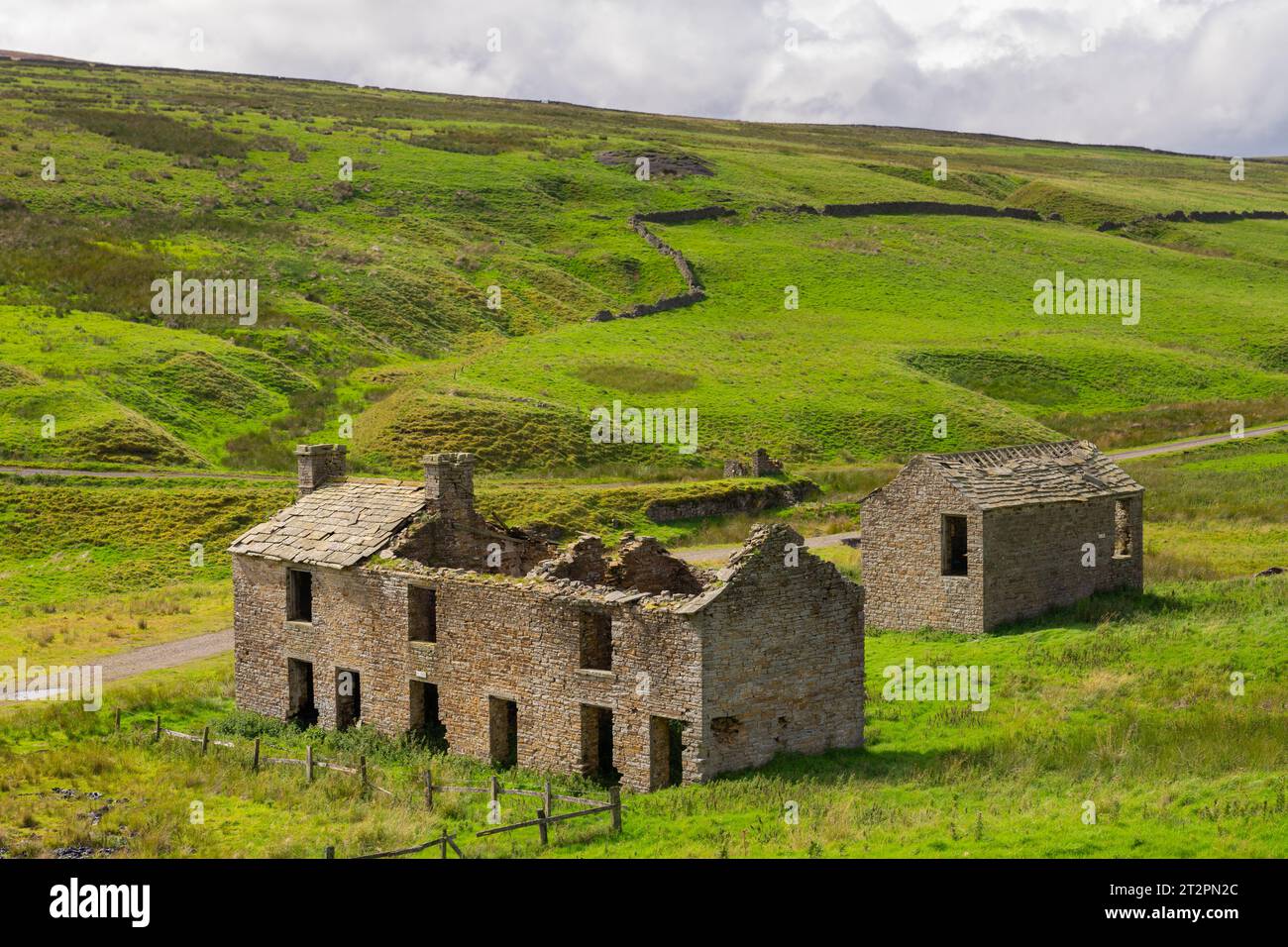 ruined buildings at Groverake Mine, in the North Pennines Area of ...