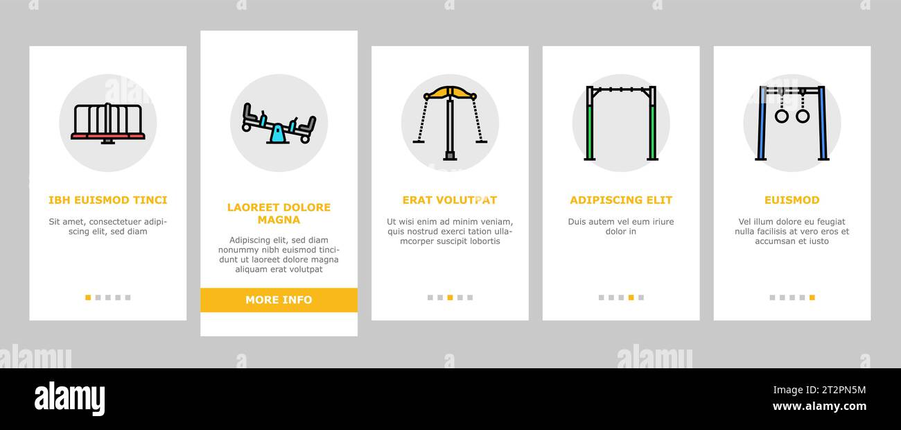 playground park outdoor play onboarding icons set vector Stock Vector ...