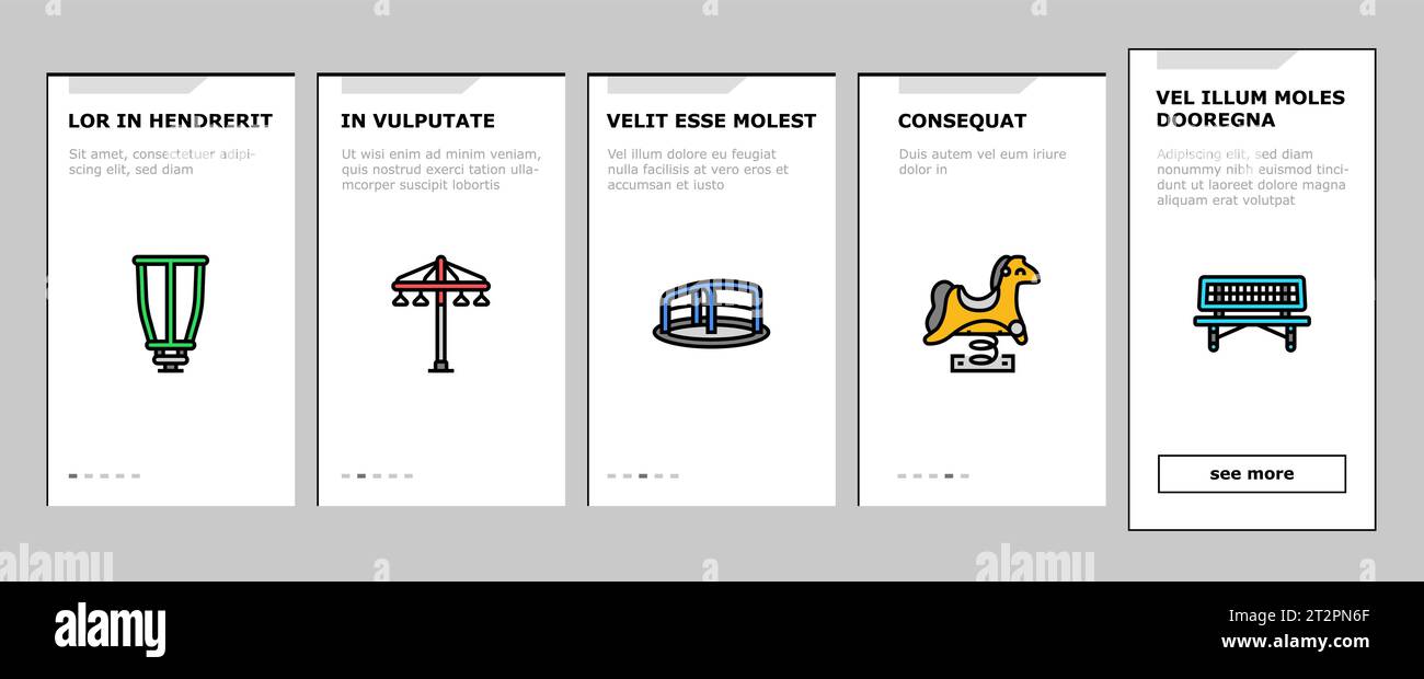 playground park outdoor play onboarding icons set vector Stock Vector ...