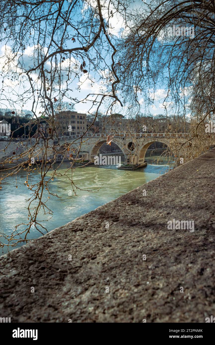Italian Bridge over a river in Trastevere Italy Stock Photo - Alamy