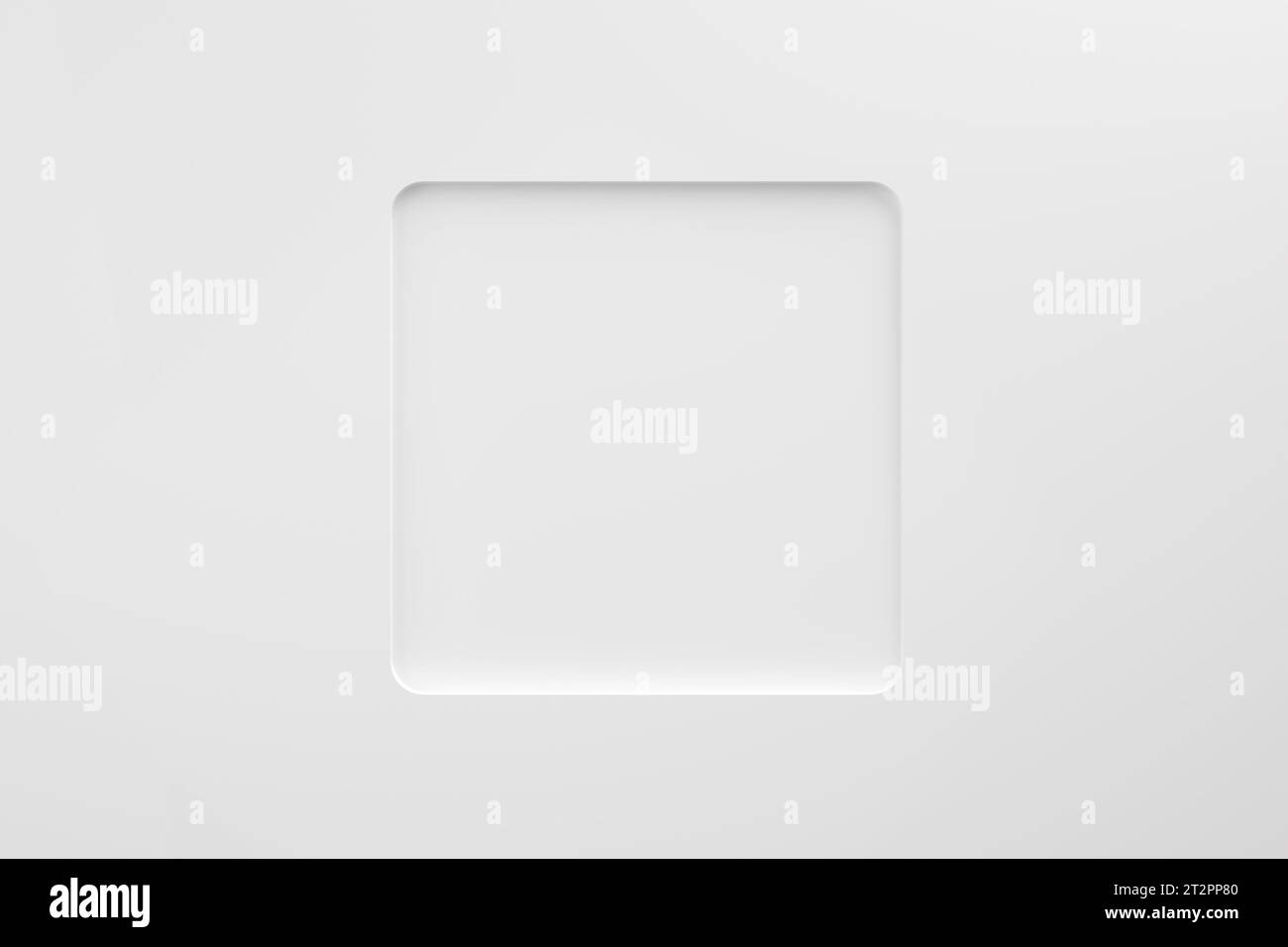 White square frame hole template on blue background with borders. 3D ...