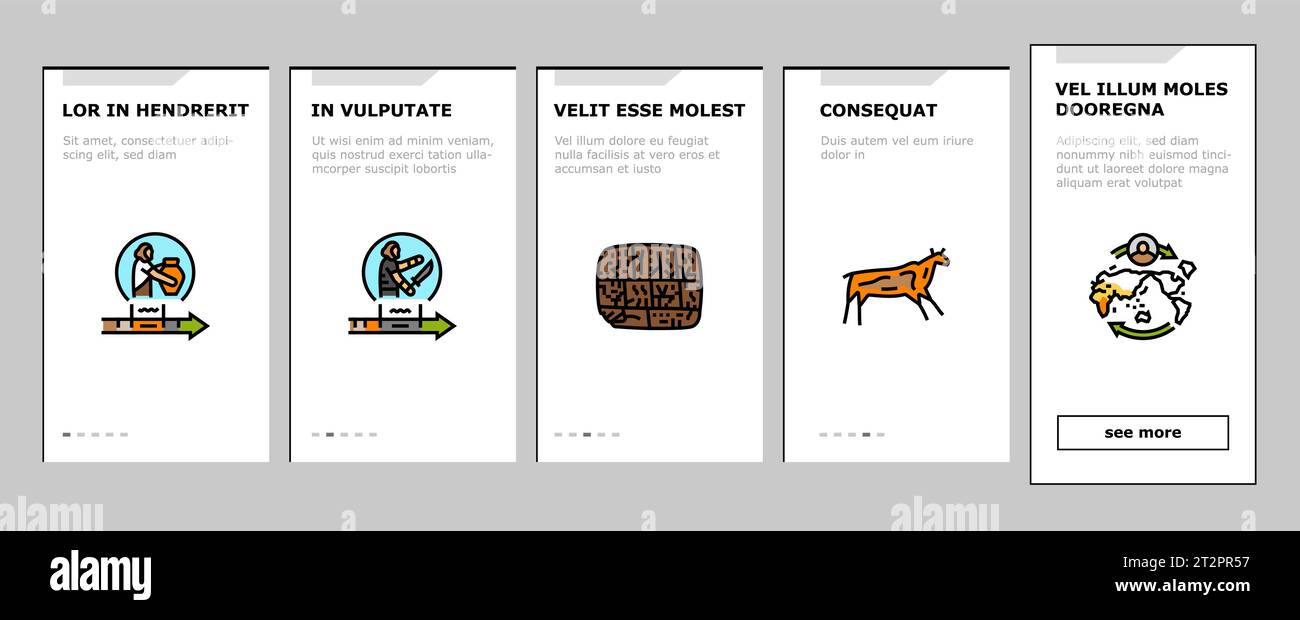 human evolution man caveman onboarding icons set vector Stock Vector ...