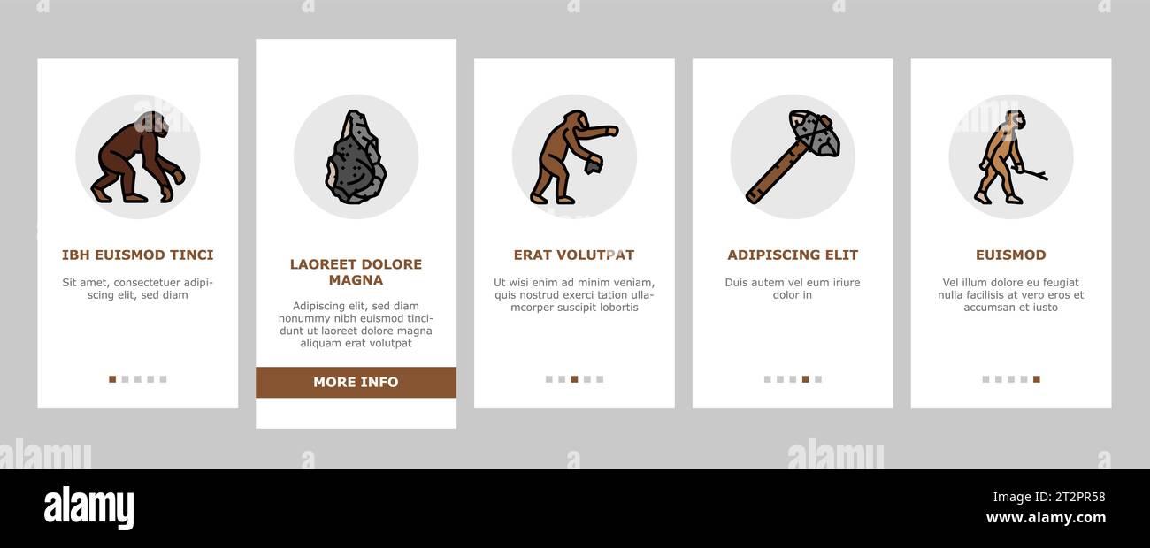 human evolution man caveman onboarding icons set vector Stock Vector ...