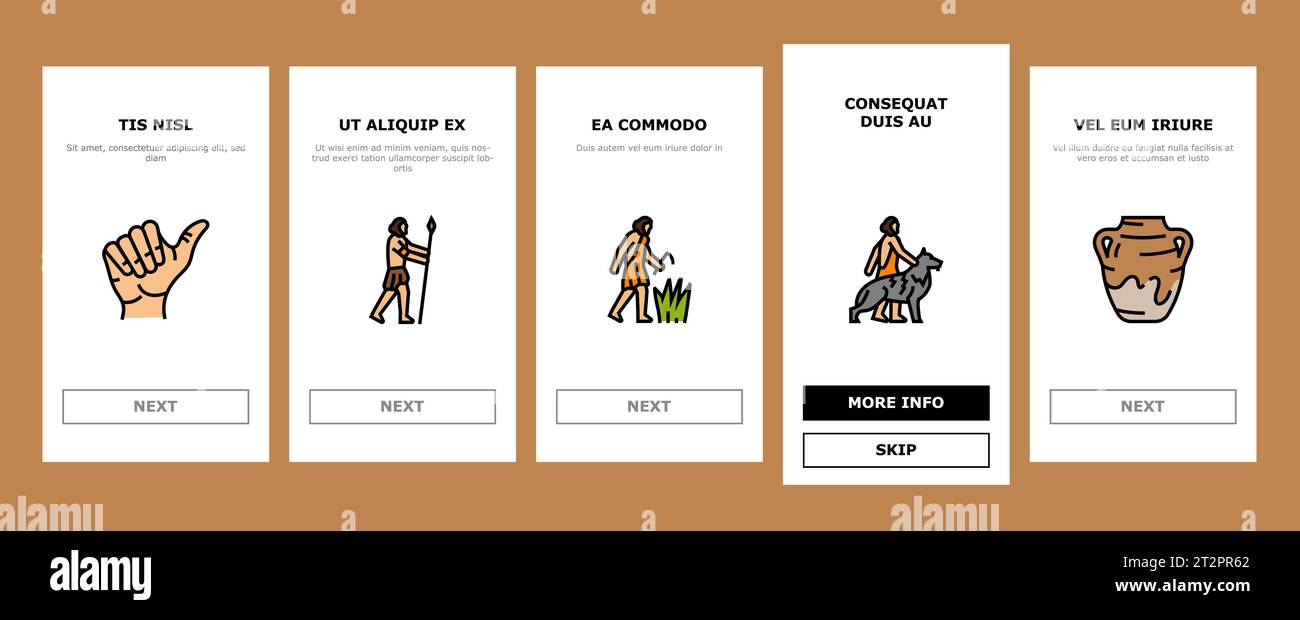 human evolution man caveman onboarding icons set vector Stock Vector ...