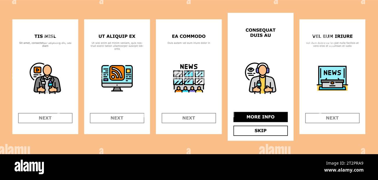 news business communication onboarding icons set vector Stock Vector ...