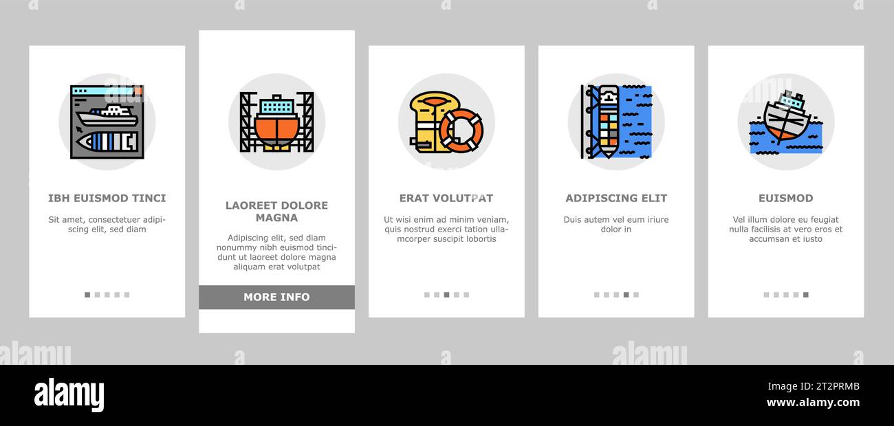 marine engineer boat mechanic onboarding icons set vector Stock Vector ...