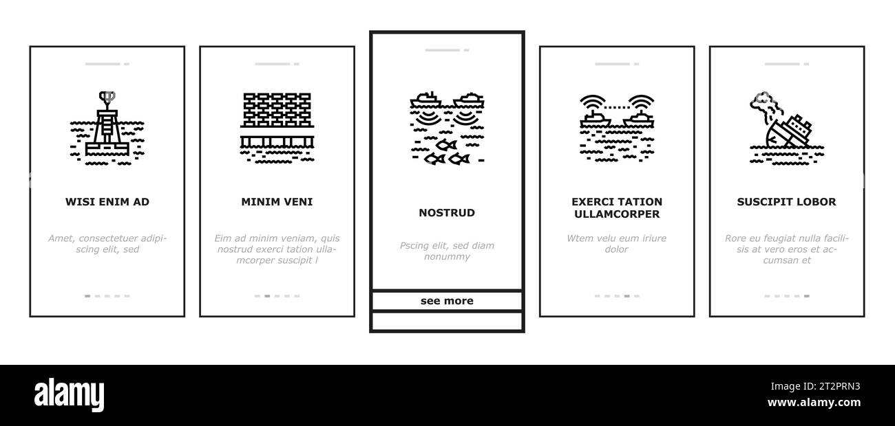 marine engineer boat mechanic onboarding icons set vector Stock Vector ...