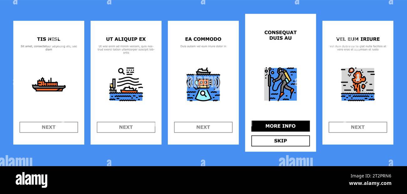 marine engineer boat mechanic onboarding icons set vector Stock Vector ...