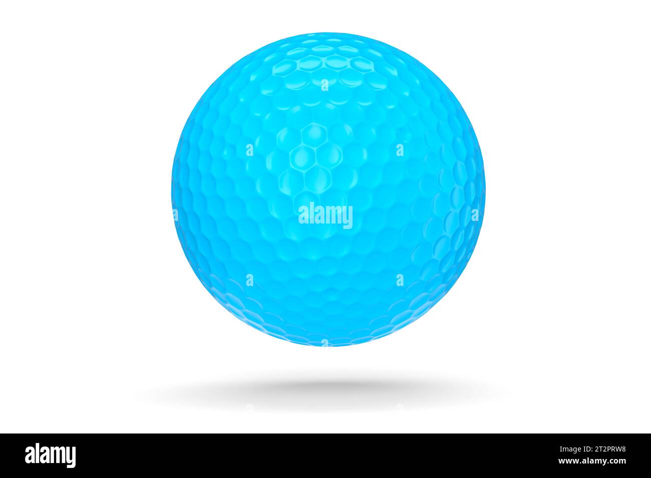 Blue golf ball isolated on white background. 3d rendering of sport ...