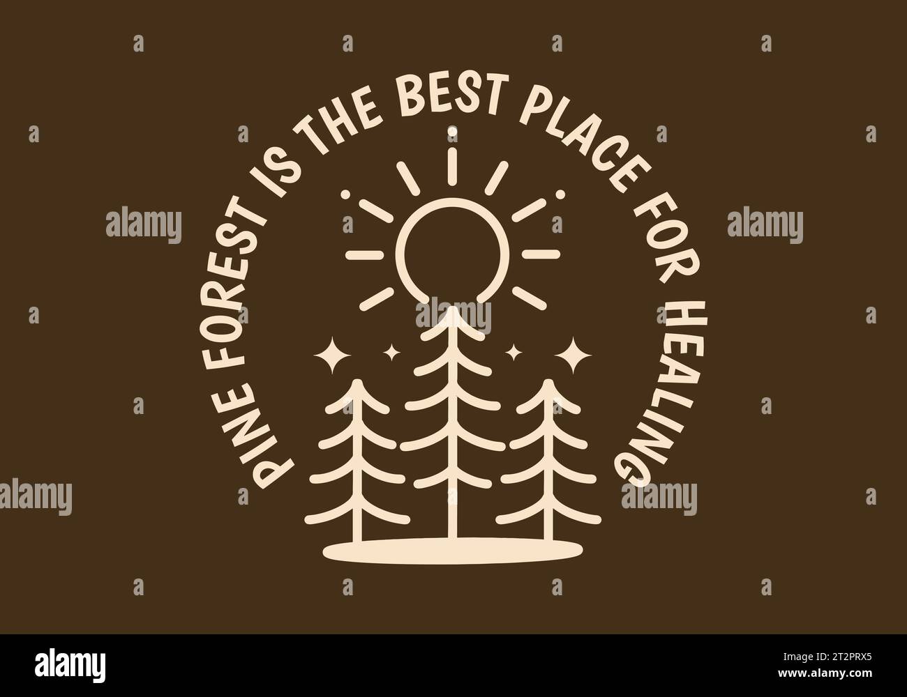 Pine forest, the best place for healing. Line art illustration design ...