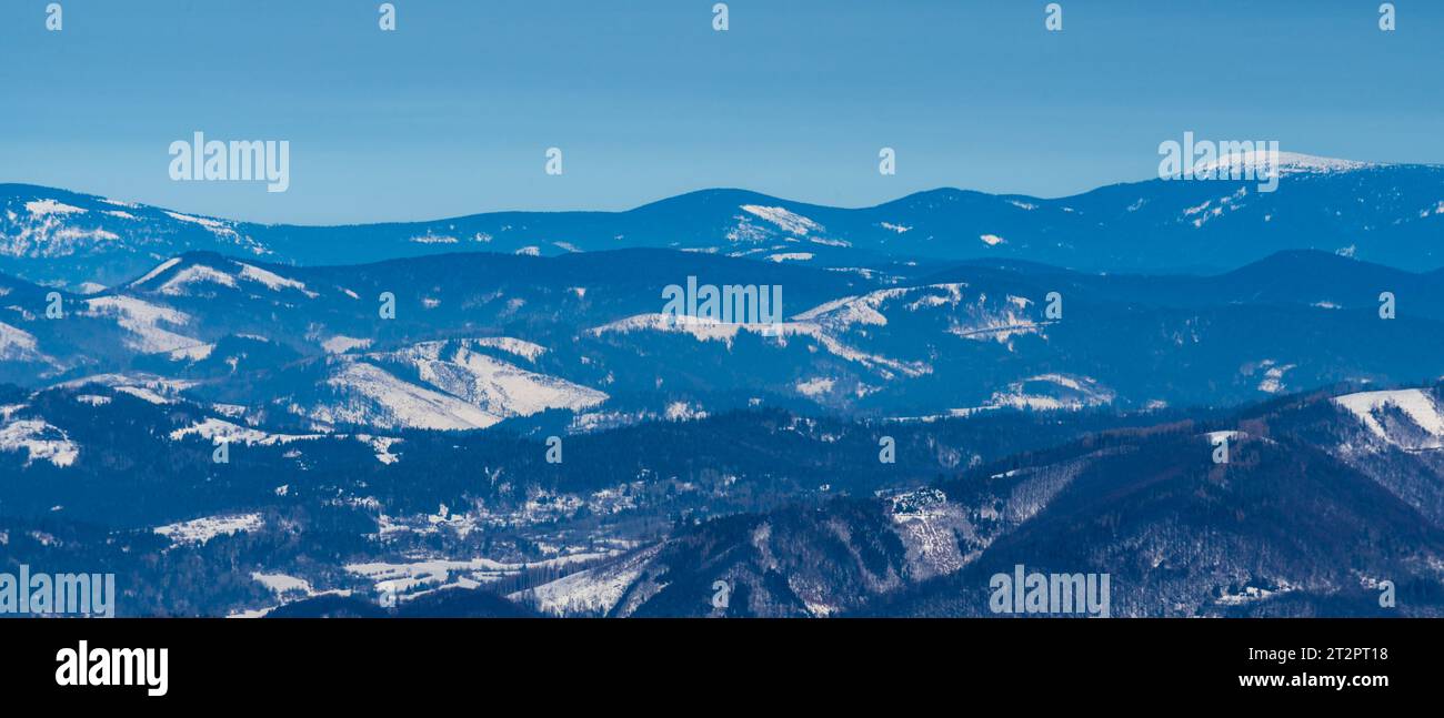 Babia hora and many other lowers hills from Mincol hill in winter ...