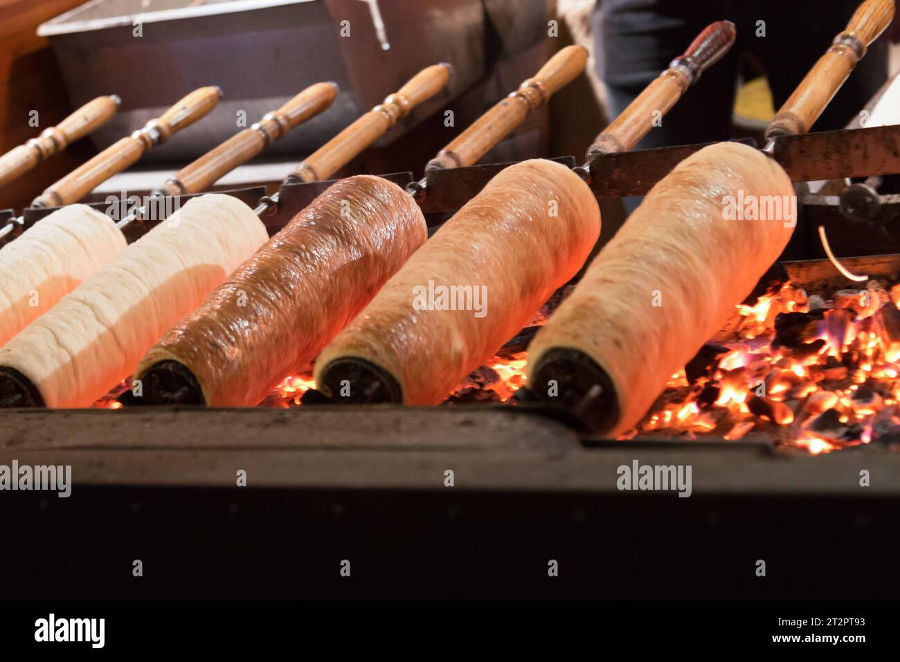 Kurtoskalacs (or kurtos kalacs), the typical sweet of Budapest Stock ...