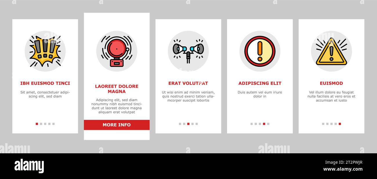 alert attention signal caution onboarding icons set vector Stock Vector ...