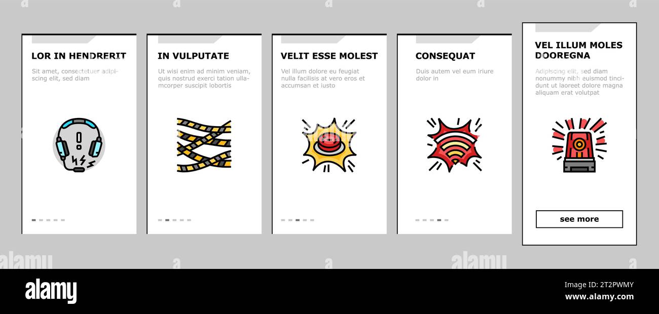 alert attention signal caution onboarding icons set vector Stock Vector ... alert attention signal caution onboarding icons set vector Stock Vector ...
