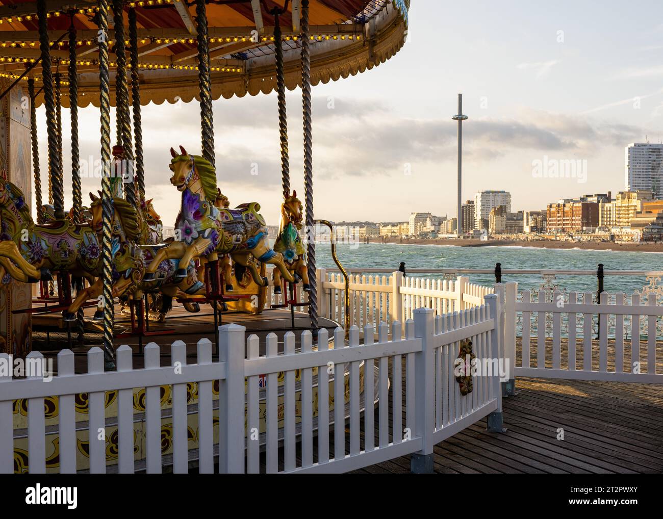 A view of Brighton from a traditional carousel ride traditionalon ...