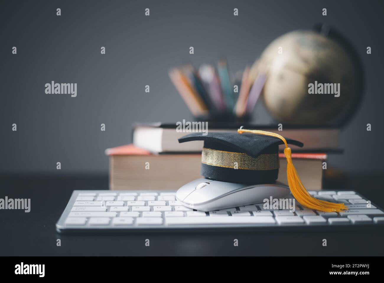 Graduation cap with Earth globe. Concept of global business study ...