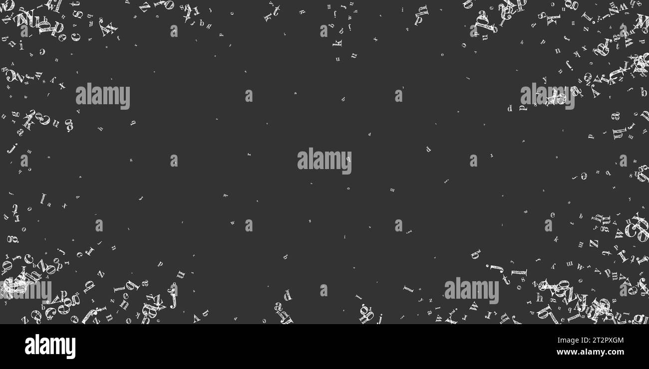 Concept of school background. White chalk falling letters of English ...