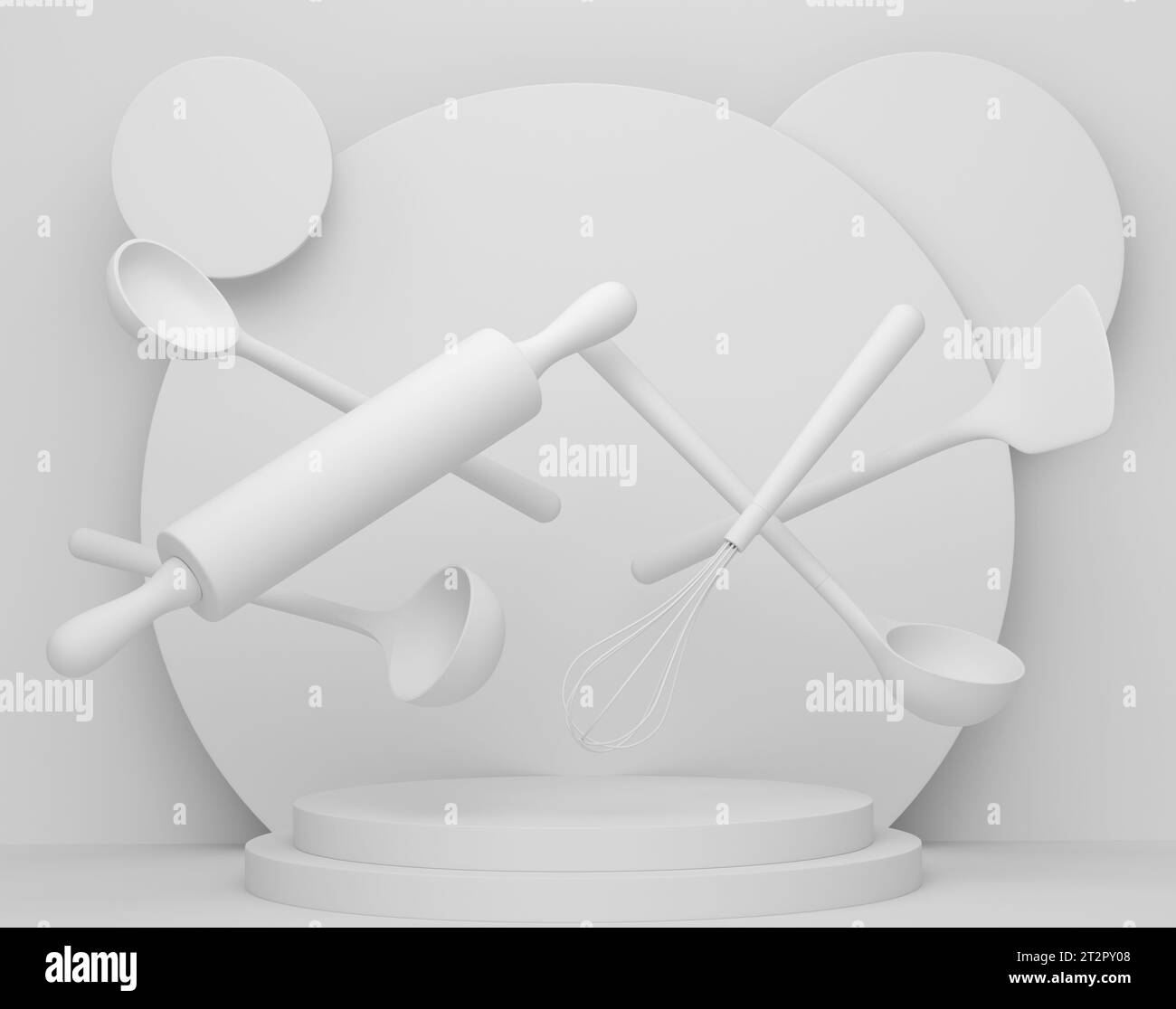 Abstract scene or podium with kitchen utensil on monochrome background ... Abstract scene or podium with kitchen utensil on monochrome background ...