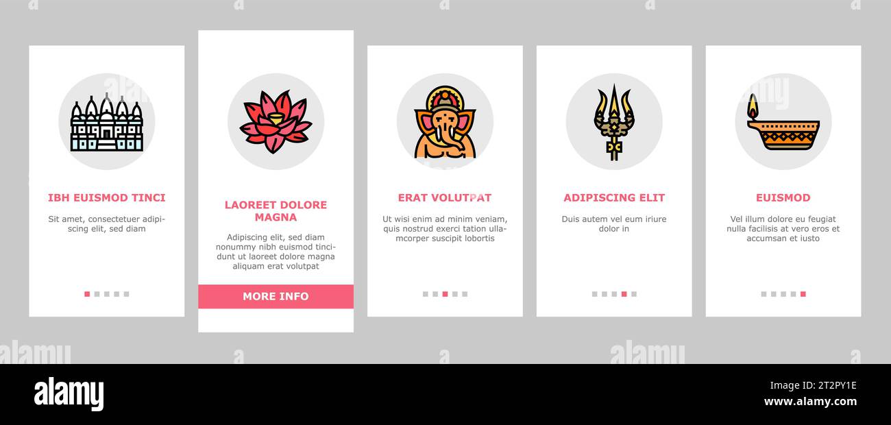 hinduism india hindu god religion onboarding icons set vector Stock ...