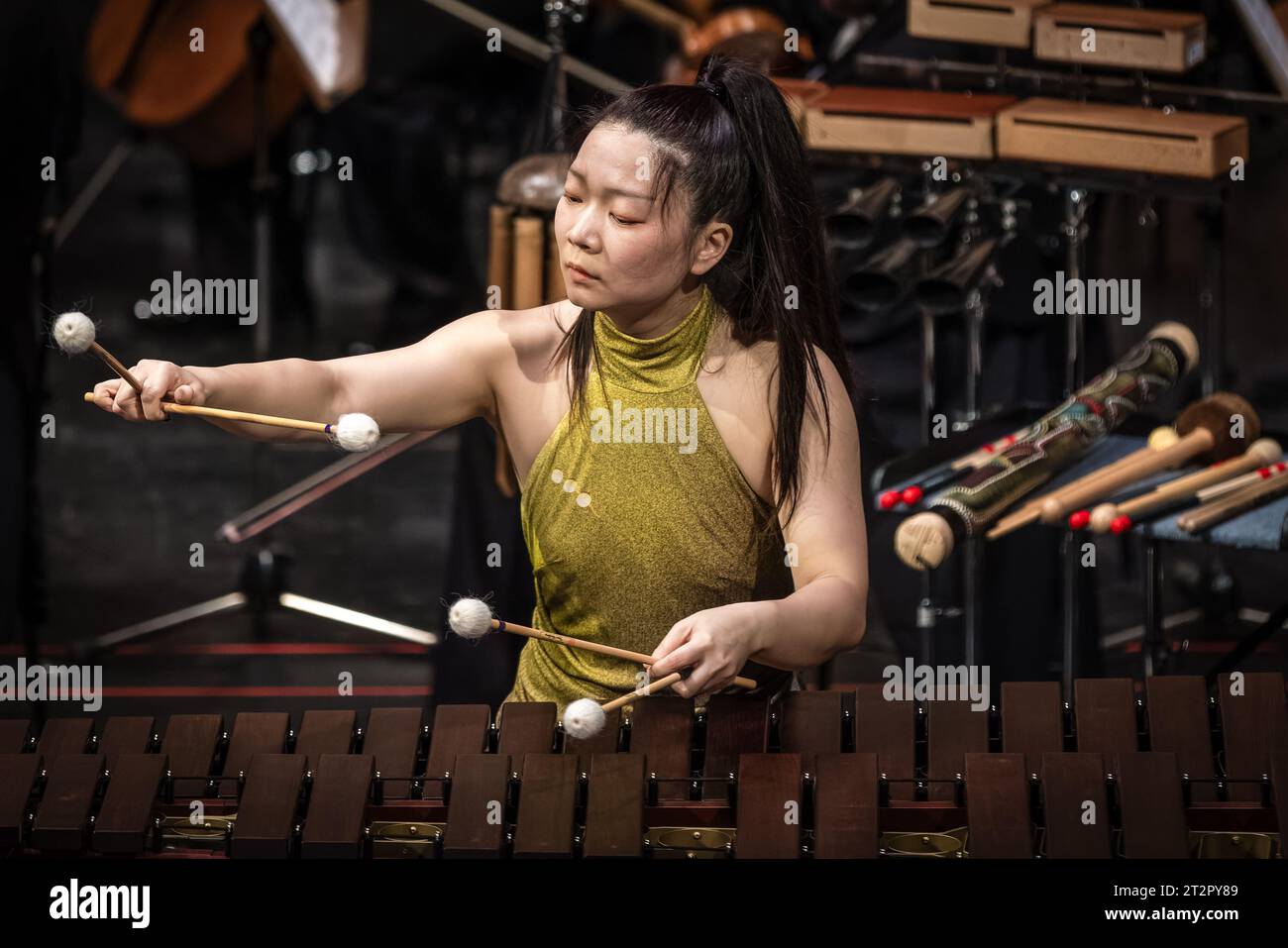 Cottbus, Germany. 20th Oct, 2023. Xizi Wang performs as soloist in the ...