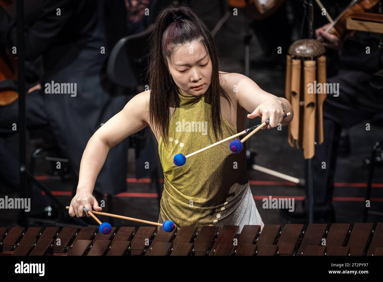 Cottbus, Germany. 20th Oct, 2023. Xizi Wang performs as soloist in the ...