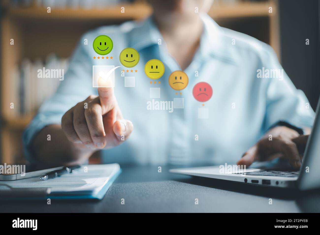 Customer service and Satisfaction concept, Business person are touching ...