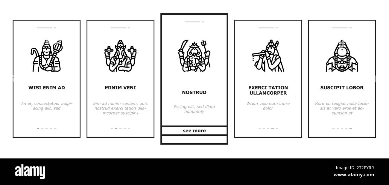 god indian hindu lord krishna onboarding icons set vector Stock Vector ...