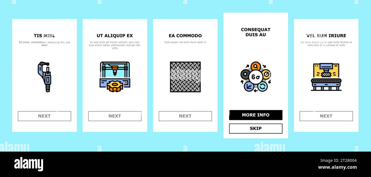 manufacturing industry factory onboarding icons set vector Stock Vector ...