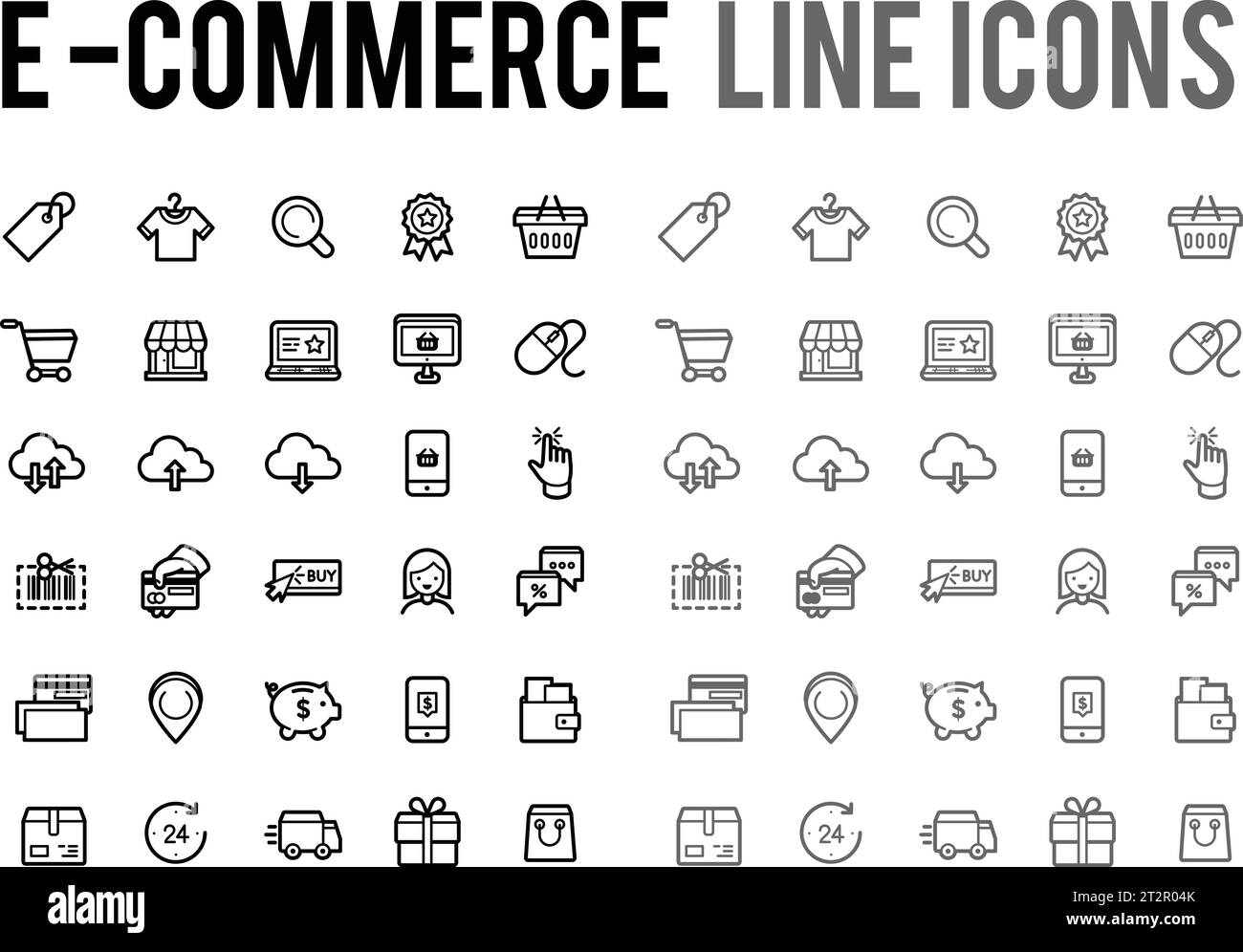 E-commerce online shopping, delivery vector line icon collection set ...