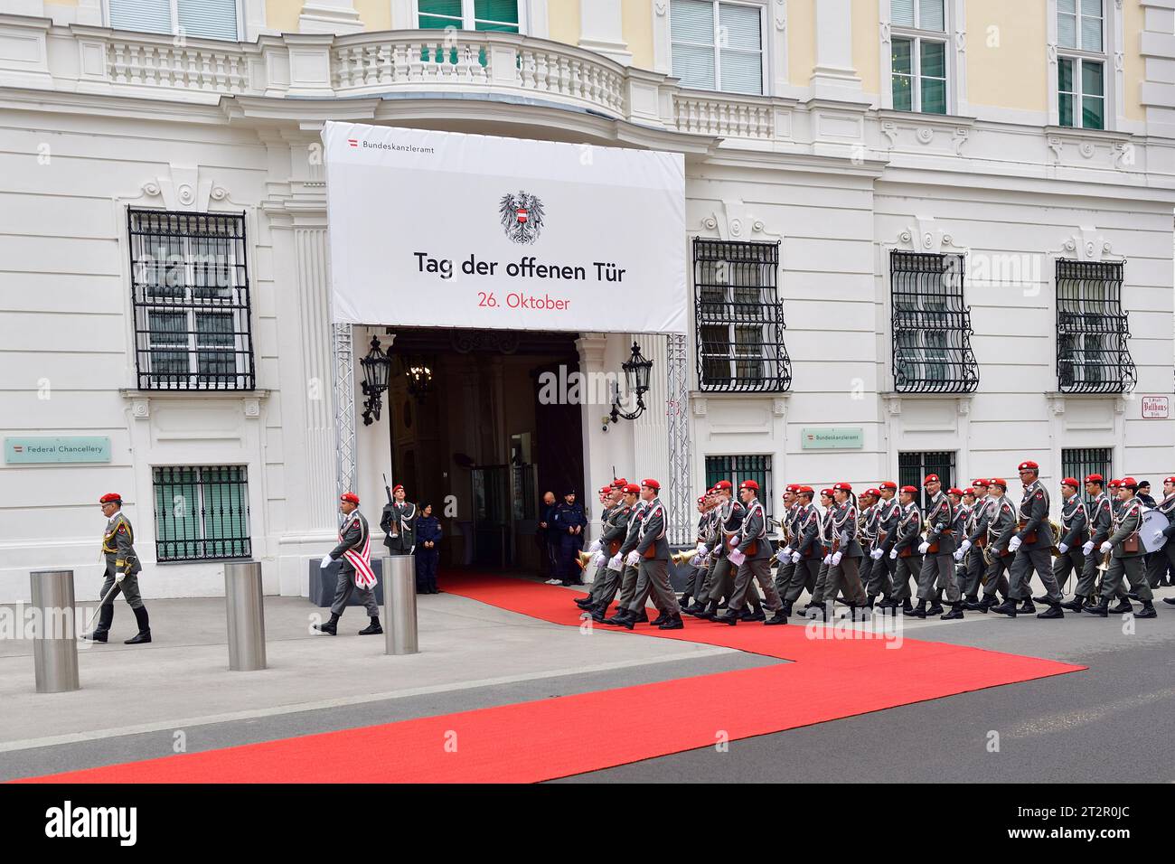 Vienna, Austria. Guard of honor in front of the Federal Chancellery in ...