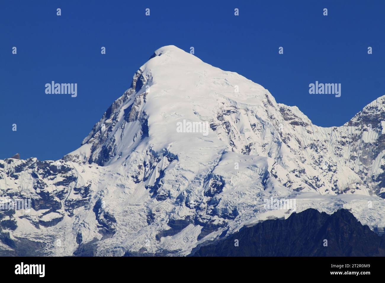 A stunning aerial view of Mount Chomolhari in Bhutan, seen from the ...