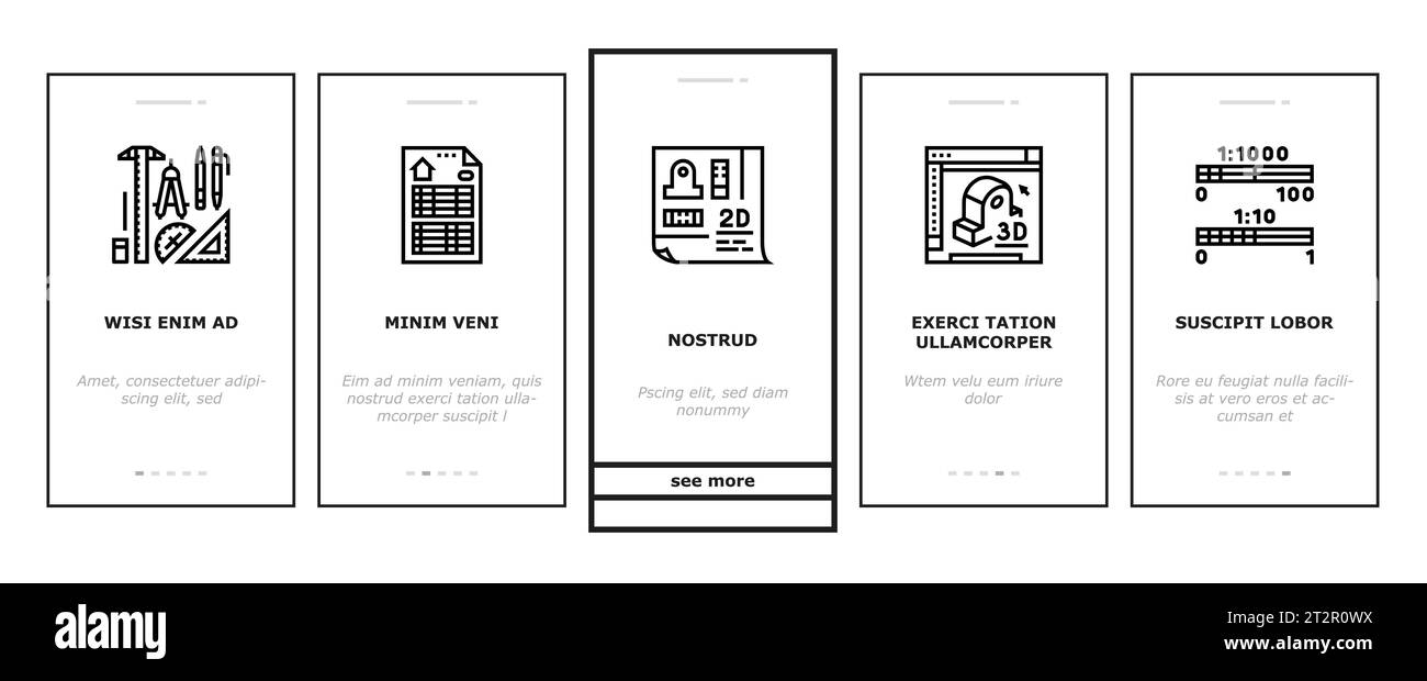 engineer construction architect onboarding icons set vector Stock ...