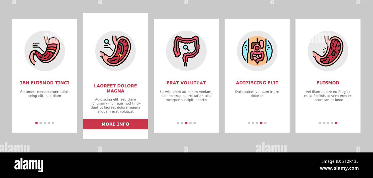 gastroenterologist doctor stomach onboarding icons set vector Stock ...