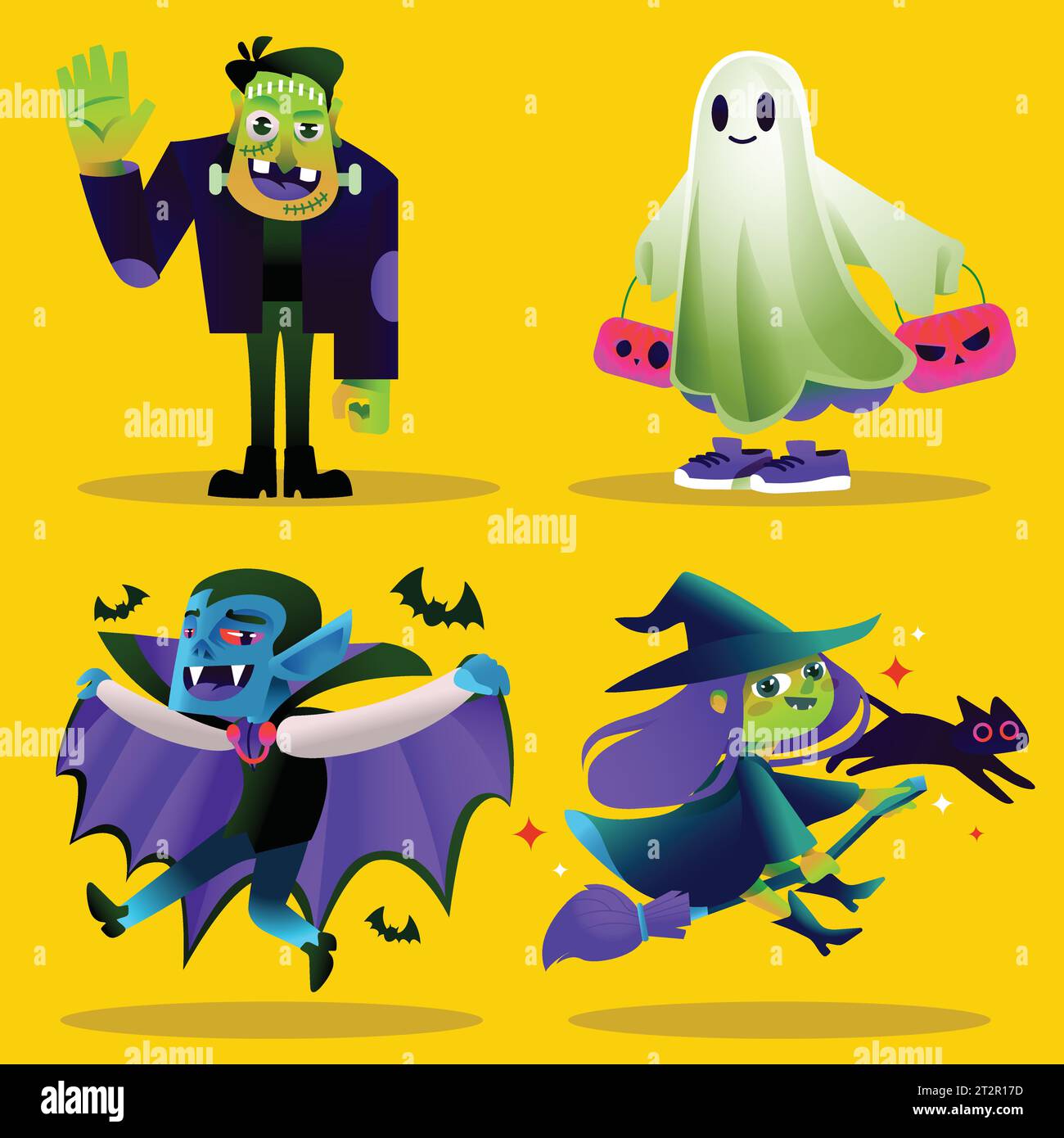 gradient characters halloween season design vector illustration Stock ...