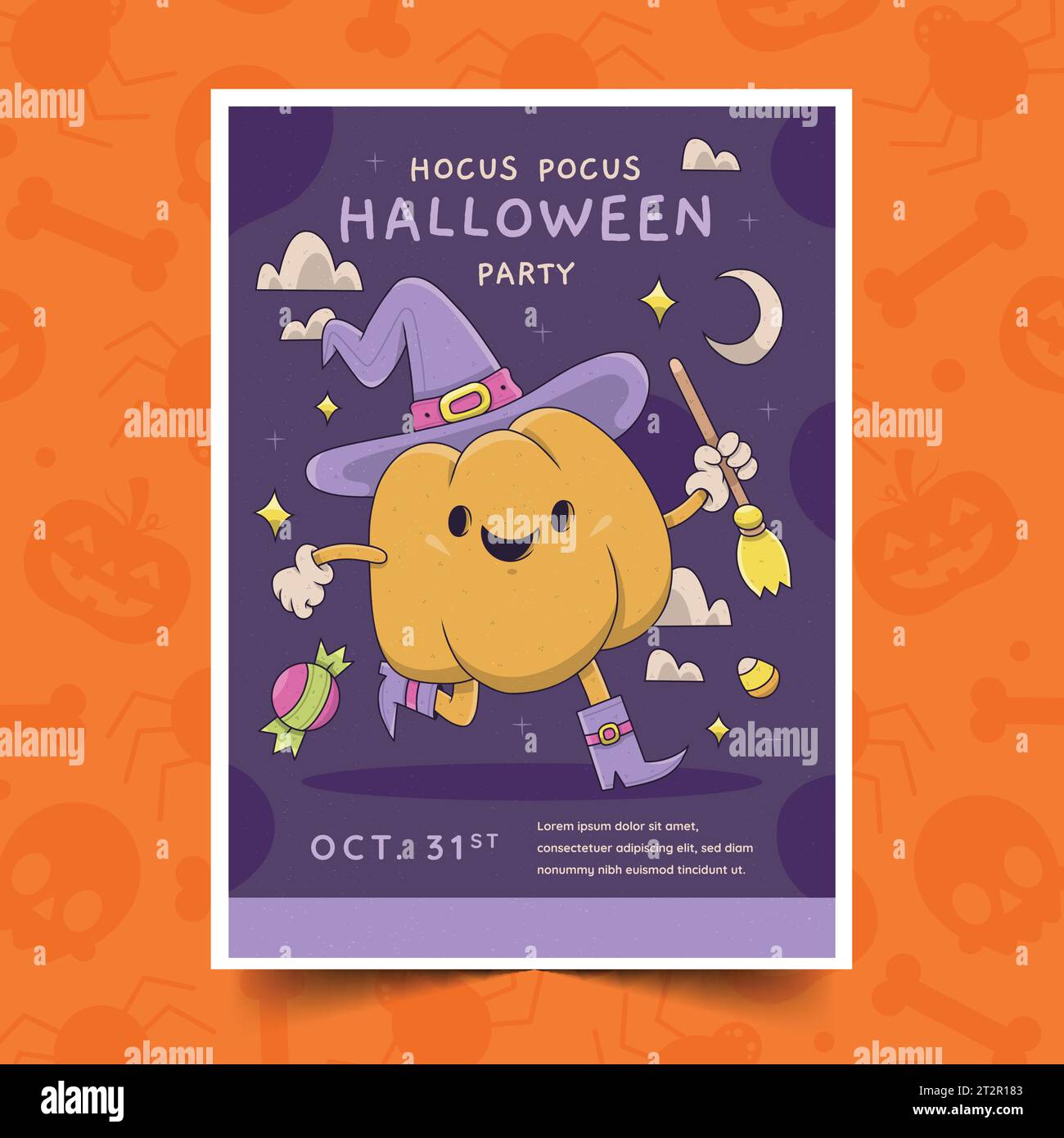 hand drawn halloween vertical poster template design vector ...