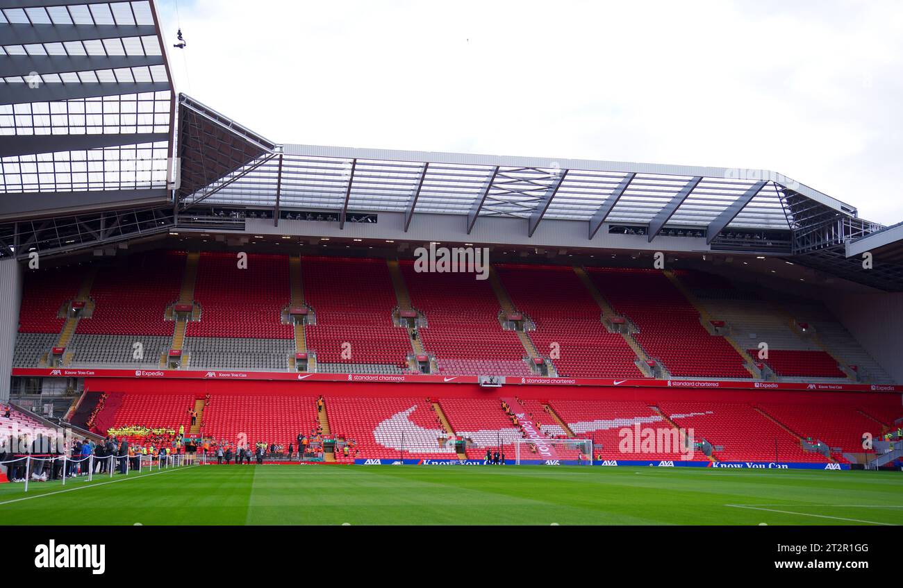 A general view of the incomplete development of the Anfield Road stand ...