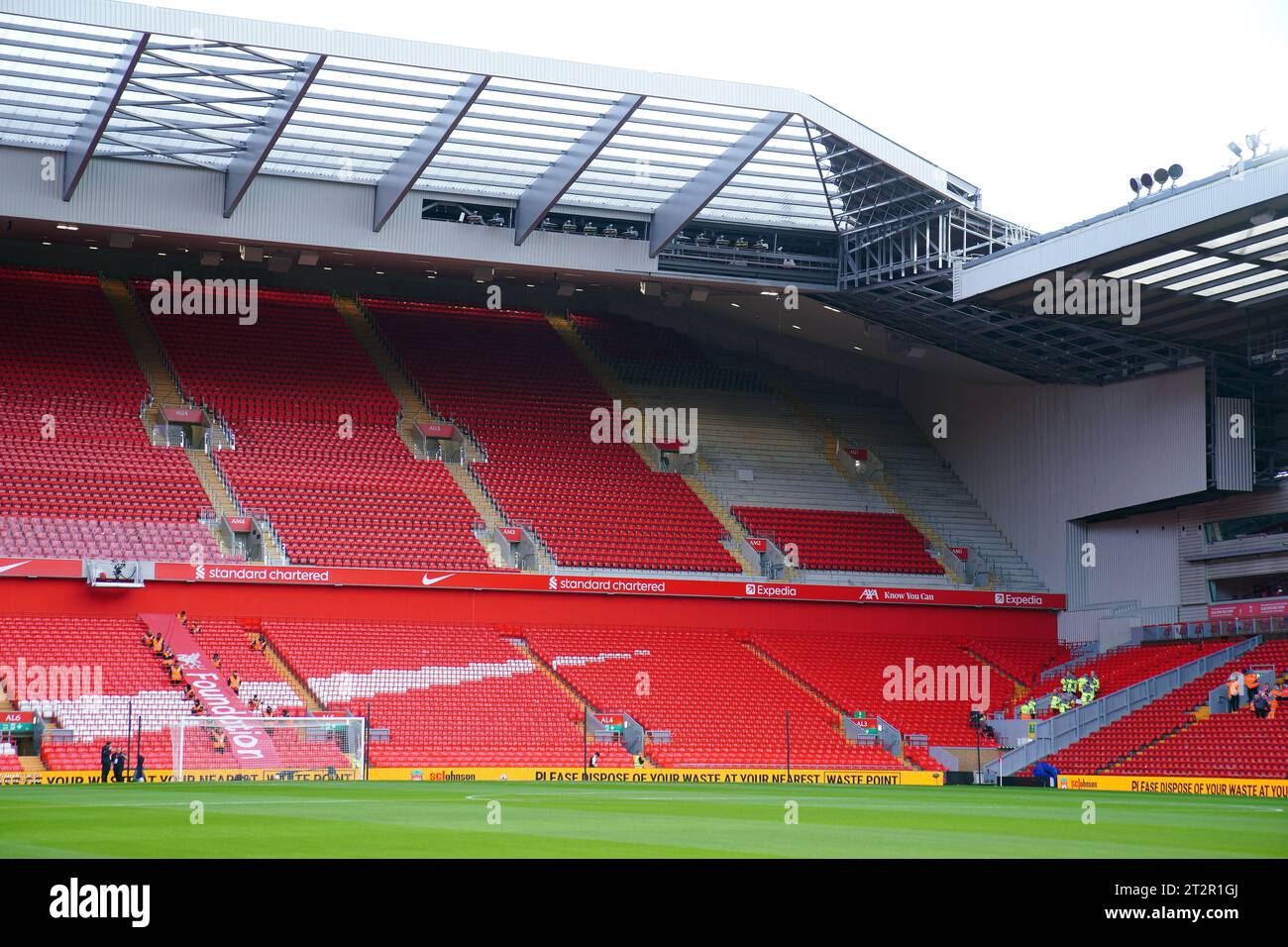 A general view of the incomplete development of the Anfield Road stand ...