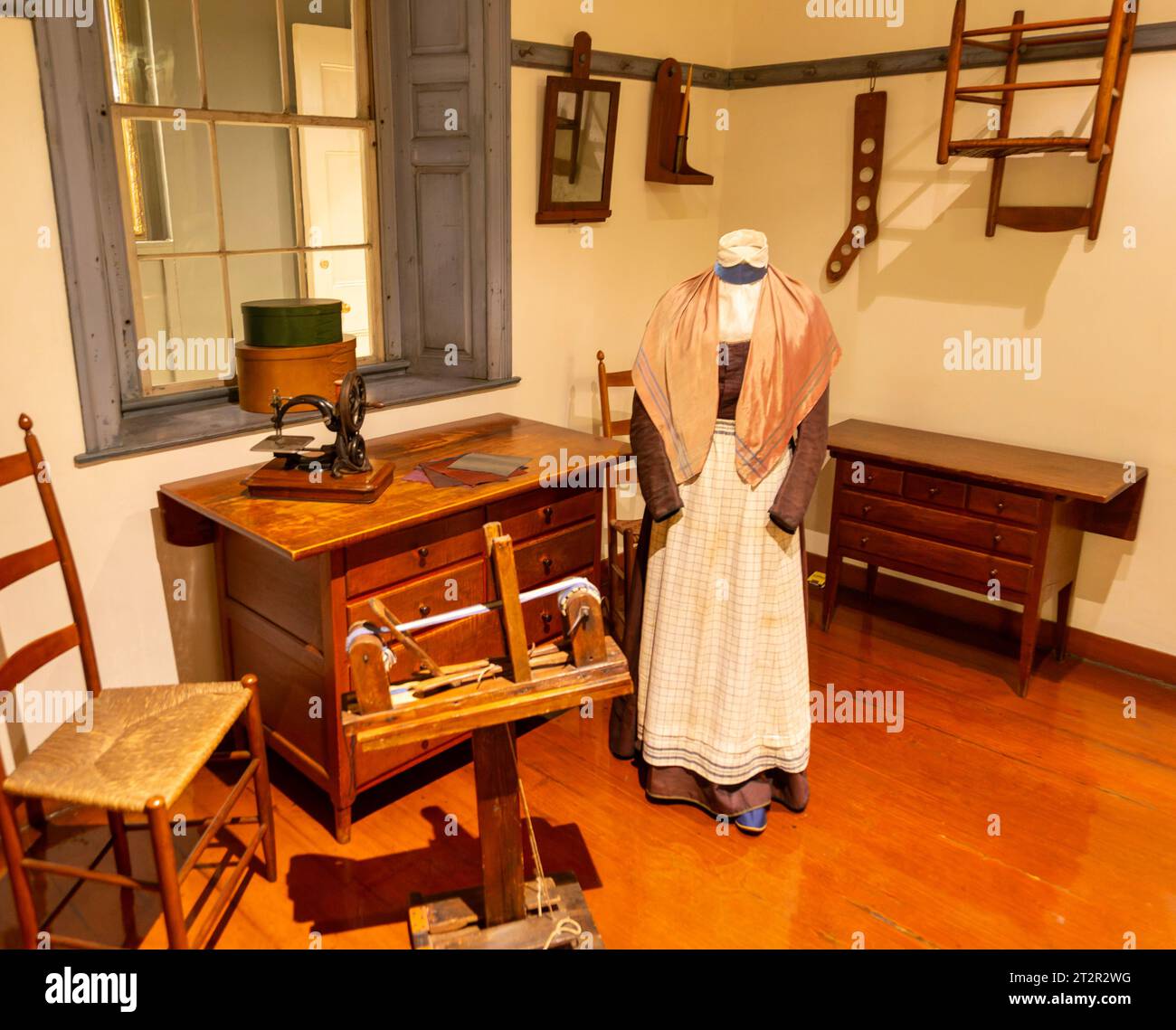Shaker workroom, American museum, Claverton, Bath, Somerset, England ...
