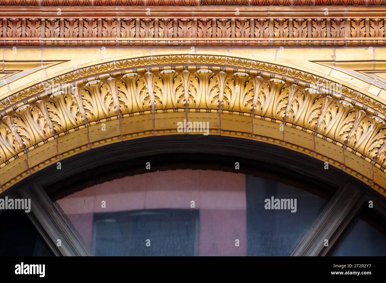 Toronto, Canada, Colonial style arch window and its decorations in the ...